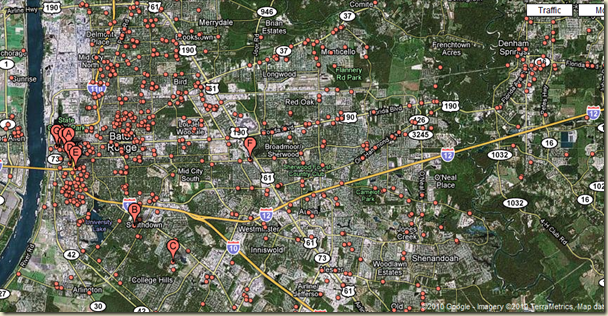 Beyond Outreach: Red dots are churches